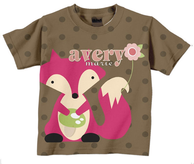 Girls Fox Shirt Personalized Pink Fox Tshirt Girls Clothing - Etsy