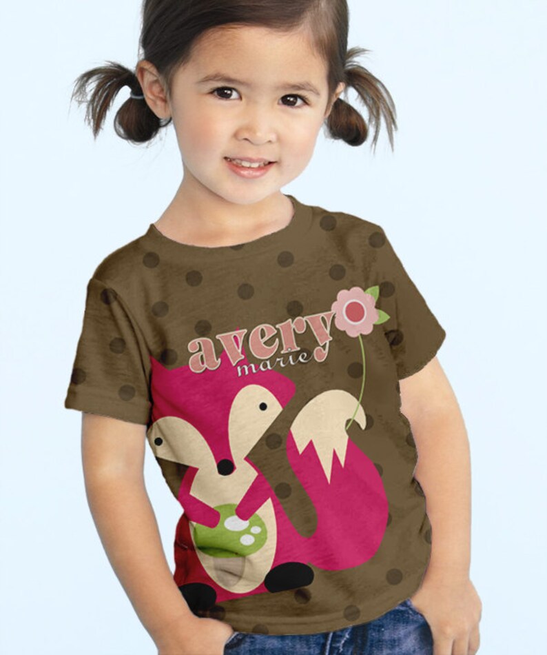 Girls Fox Shirt Personalized Pink Fox Tshirt Girls Clothing - Etsy