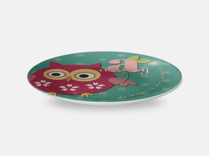 Personalized Plate Personalized Owl Plate Aqua Childrens | Etsy