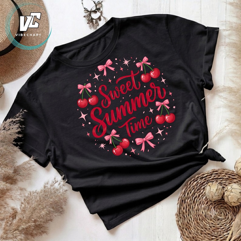 Sweet Summer Time Cherry Bow SVG (PNG Sublimation File) - Etsy