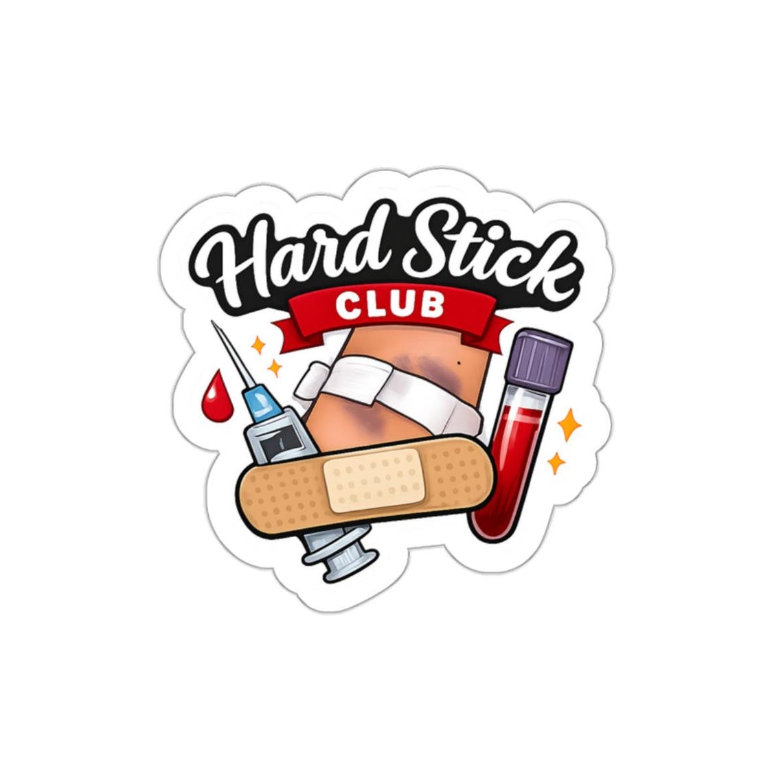 Hard Stick Club Phlebotomy Sticker | Healthcare Worker Humor Decal - Etsy