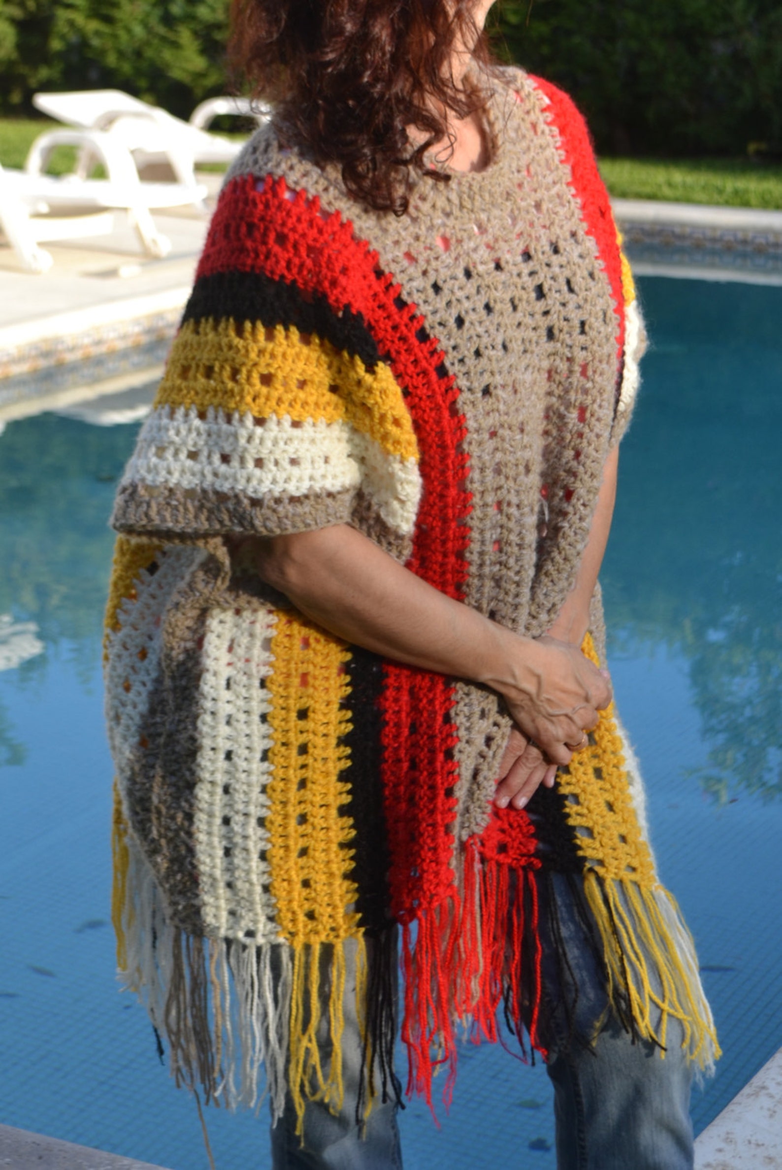 Crochet Poncho Hand Knitted Cape Hand Knit Poncho Wrap - Etsy