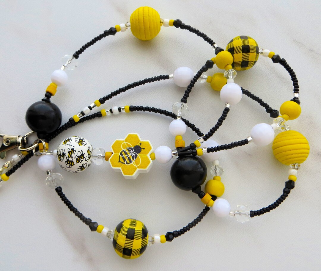 BEE INCREDIBLE- Beaded Id, Lanyard ID Badge Holder- Teacher Necklace ...