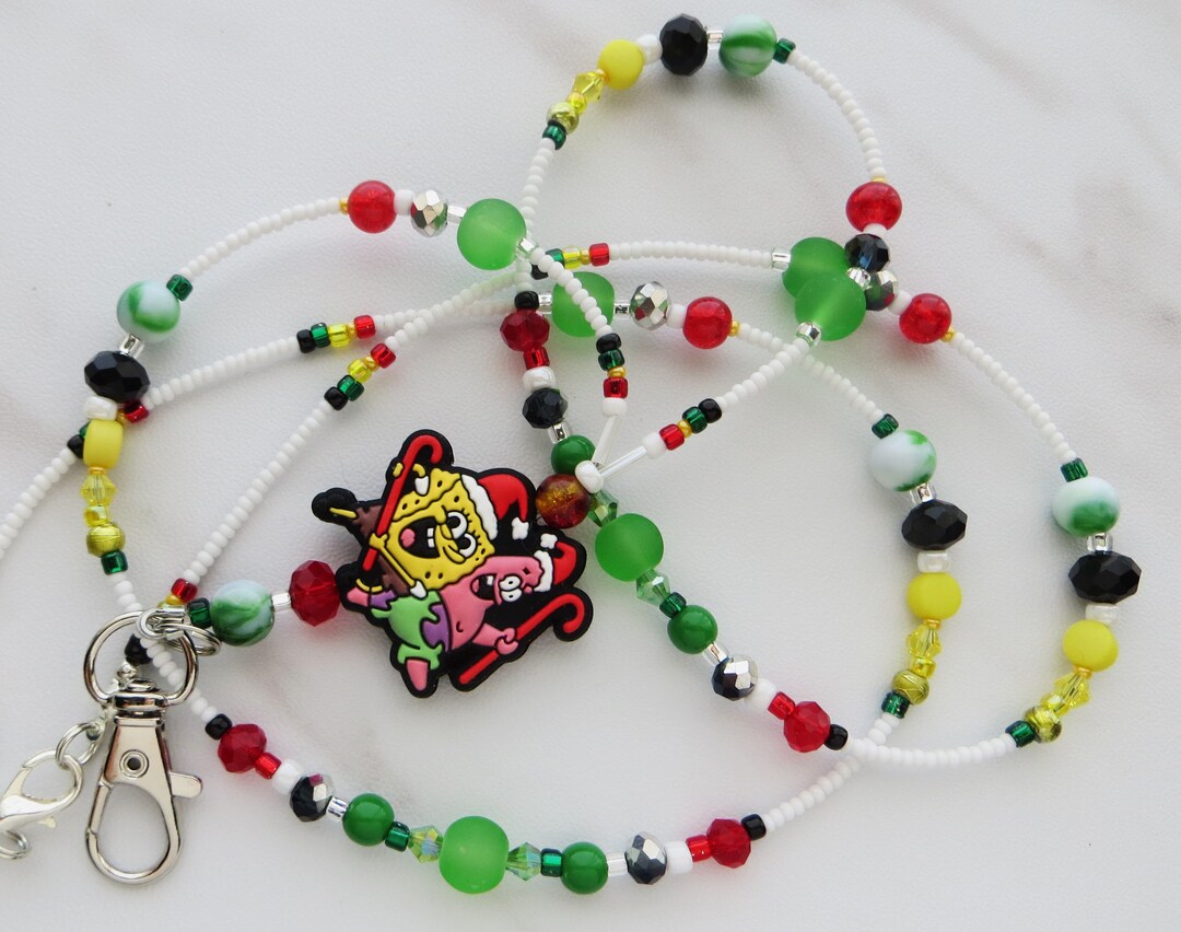 SPONGEBOB & PATRICK- Beaded Id Lanyard, Id Badge Holder- Teacher ...