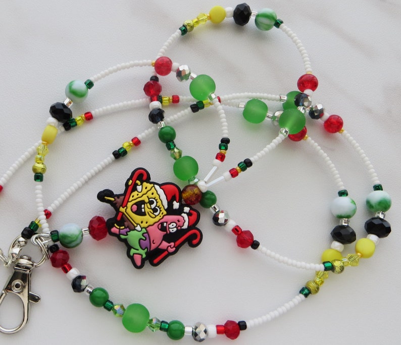 SPONGEBOB & PATRICK- Beaded Id Lanyard, Id Badge Holder- Teacher ...