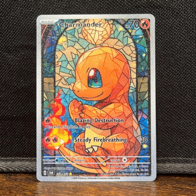 Charmander (shimmer Texture) Stained Glass Fan Art Card - Pokémon TCG ...