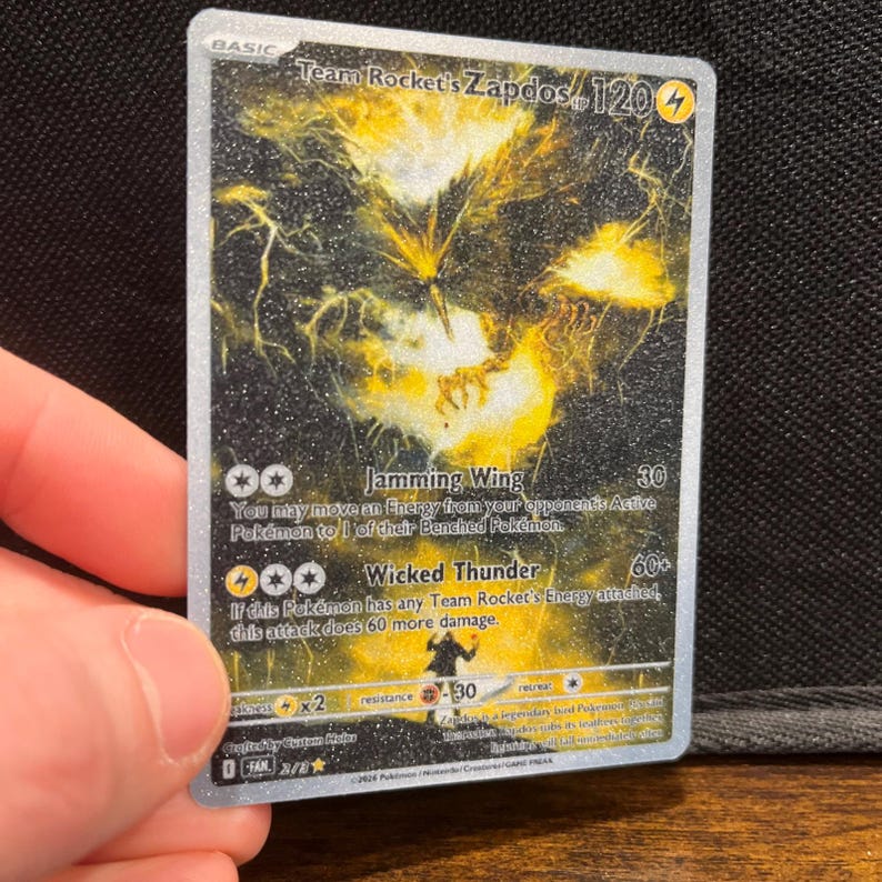 Team Rocket's Zapdos Pokémon TCG Inspired Fan Art Card (premium Sparkle ...