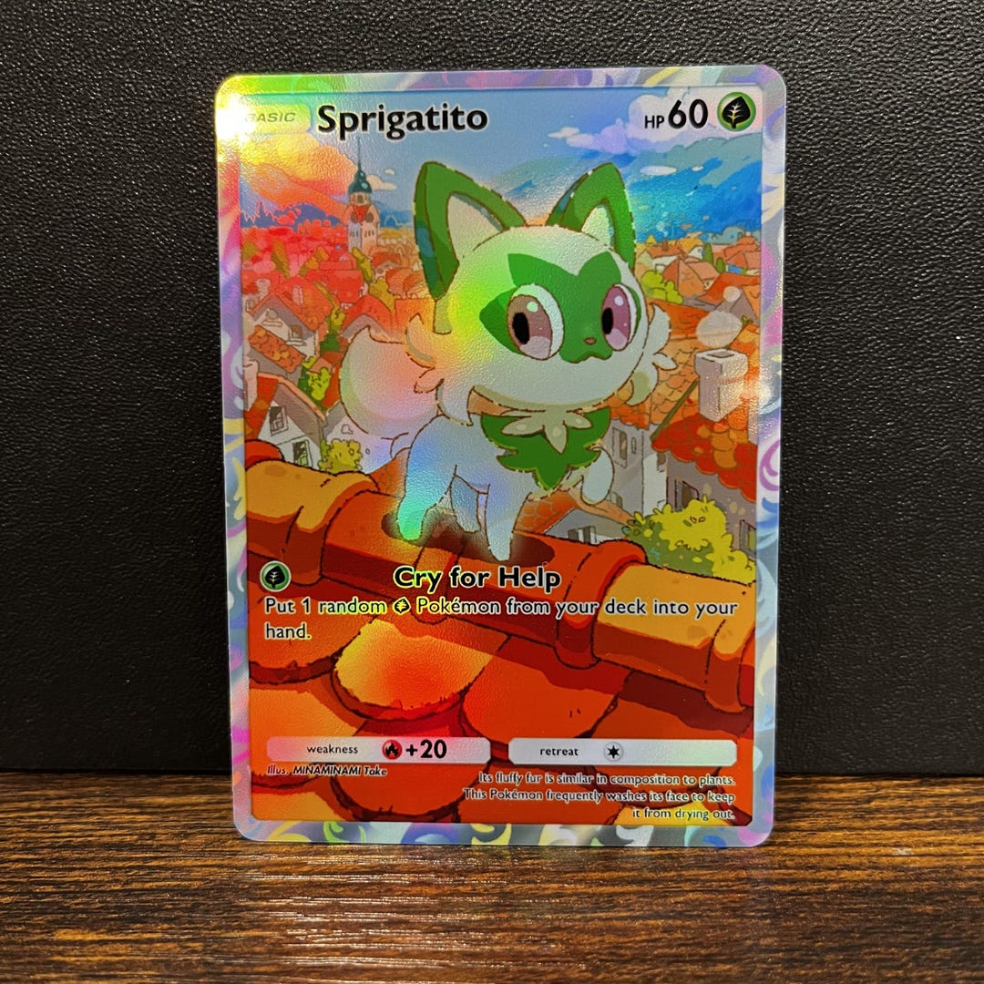 Sprigatito - Pokémon TCG Pocket Holographic Fan Art Card - Etsy