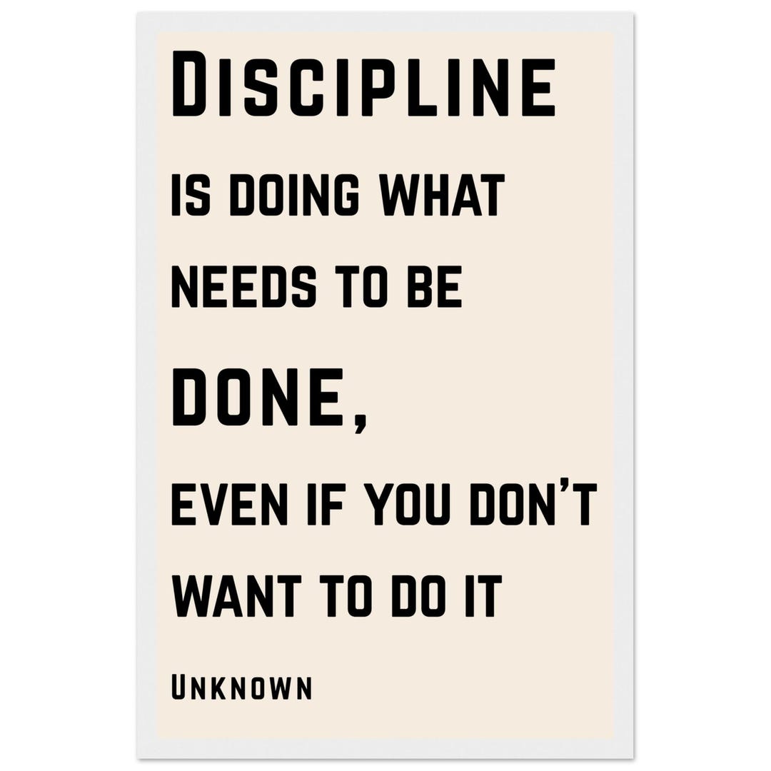 Discipline Quote Poster, Modern Pine Wood Frame - Etsy