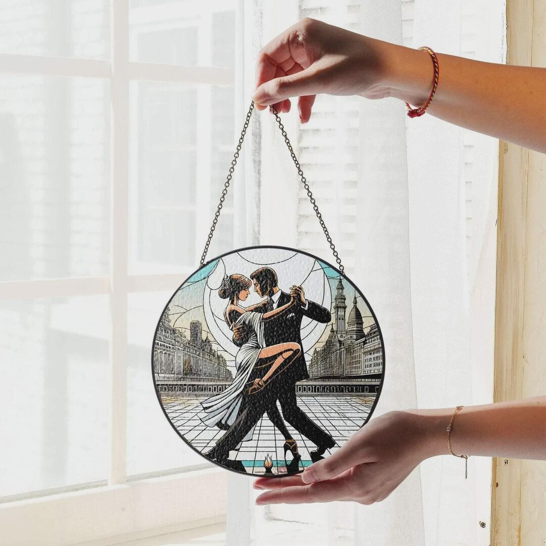 Tango Dancing Stained Glass Suncatcher, Romantic Window Decor - Etsy