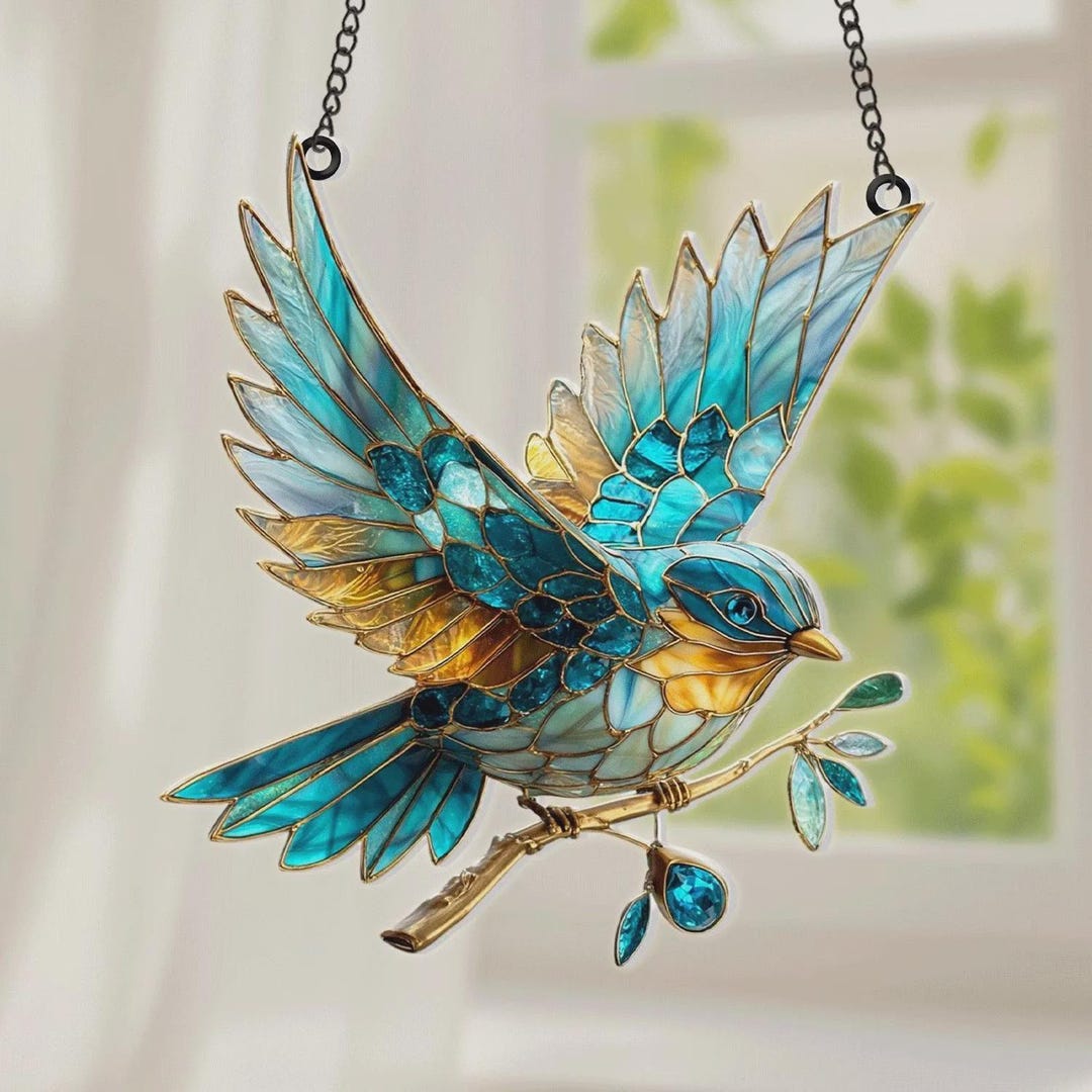 Blue Bird Window Acrylic Suncatcher Decor, Blue Bird Window Hanging ...