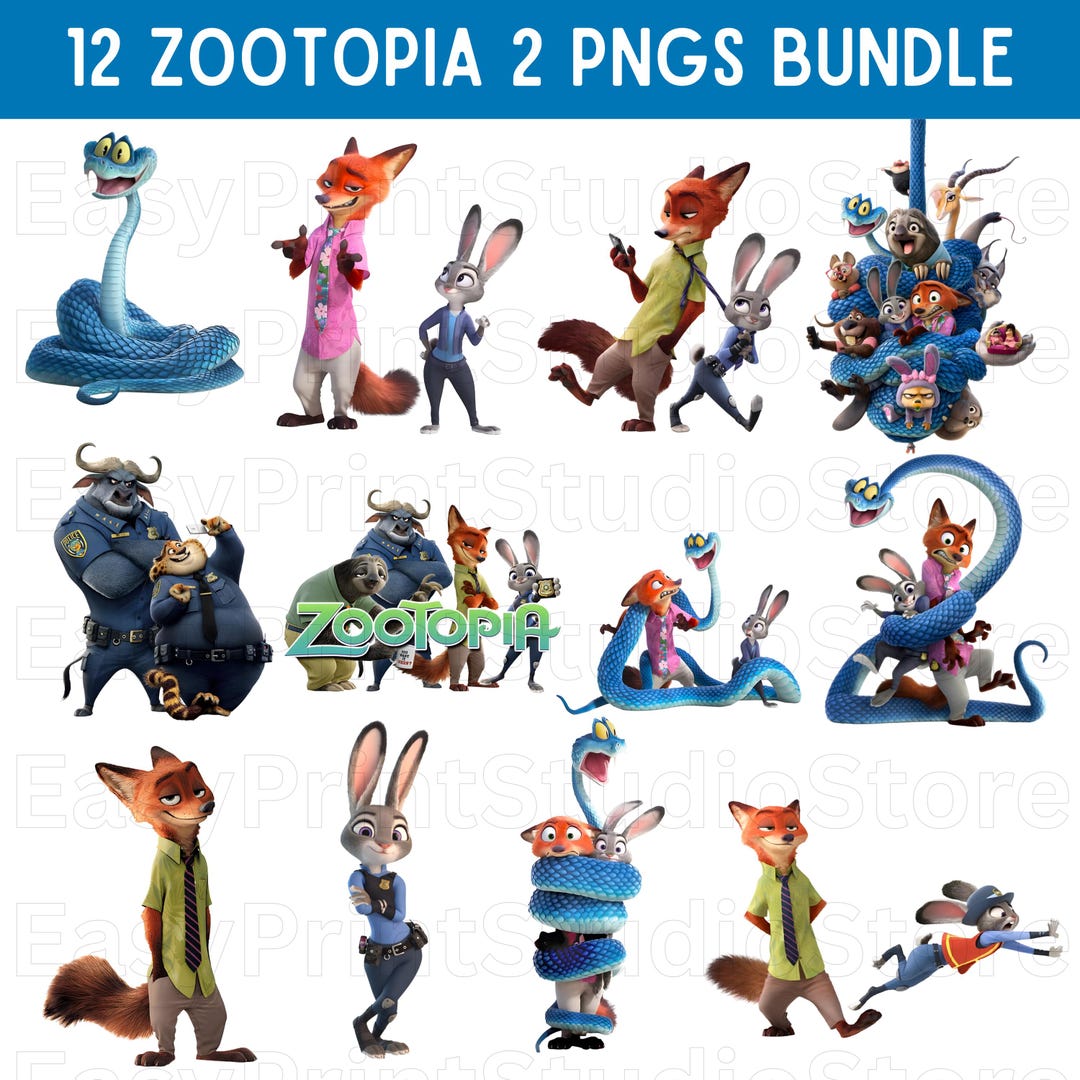 12 imágenes prediseñadas de Zootopia 2, diseño de sublimación, descarga ...