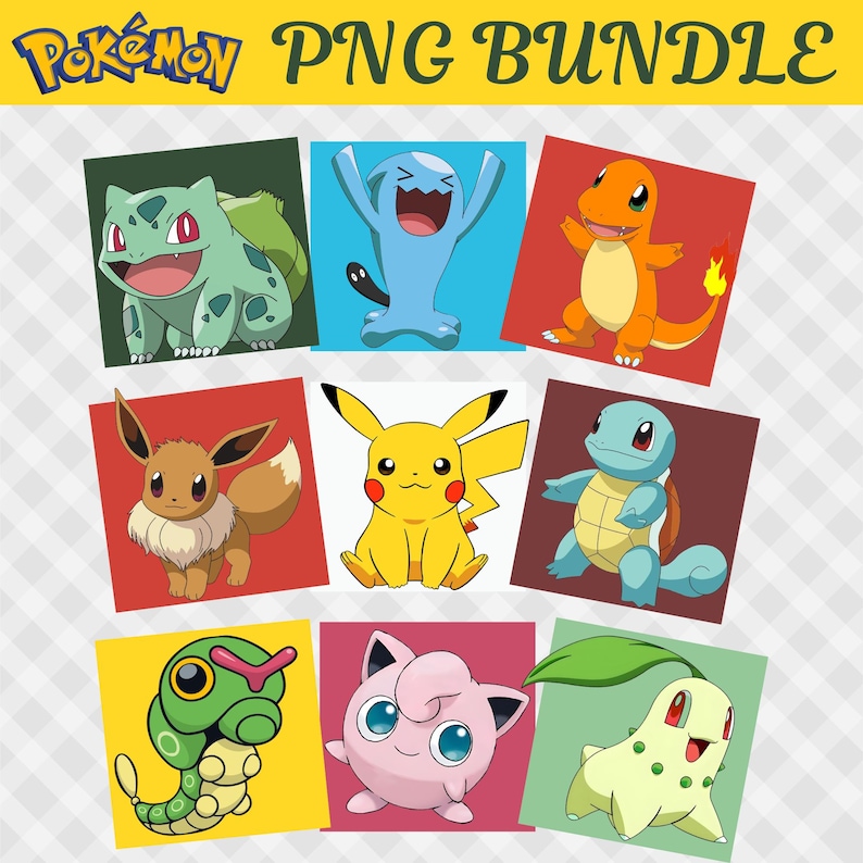 Lindo paquete de imágenes prediseñadas de Pokémon con fondo ...