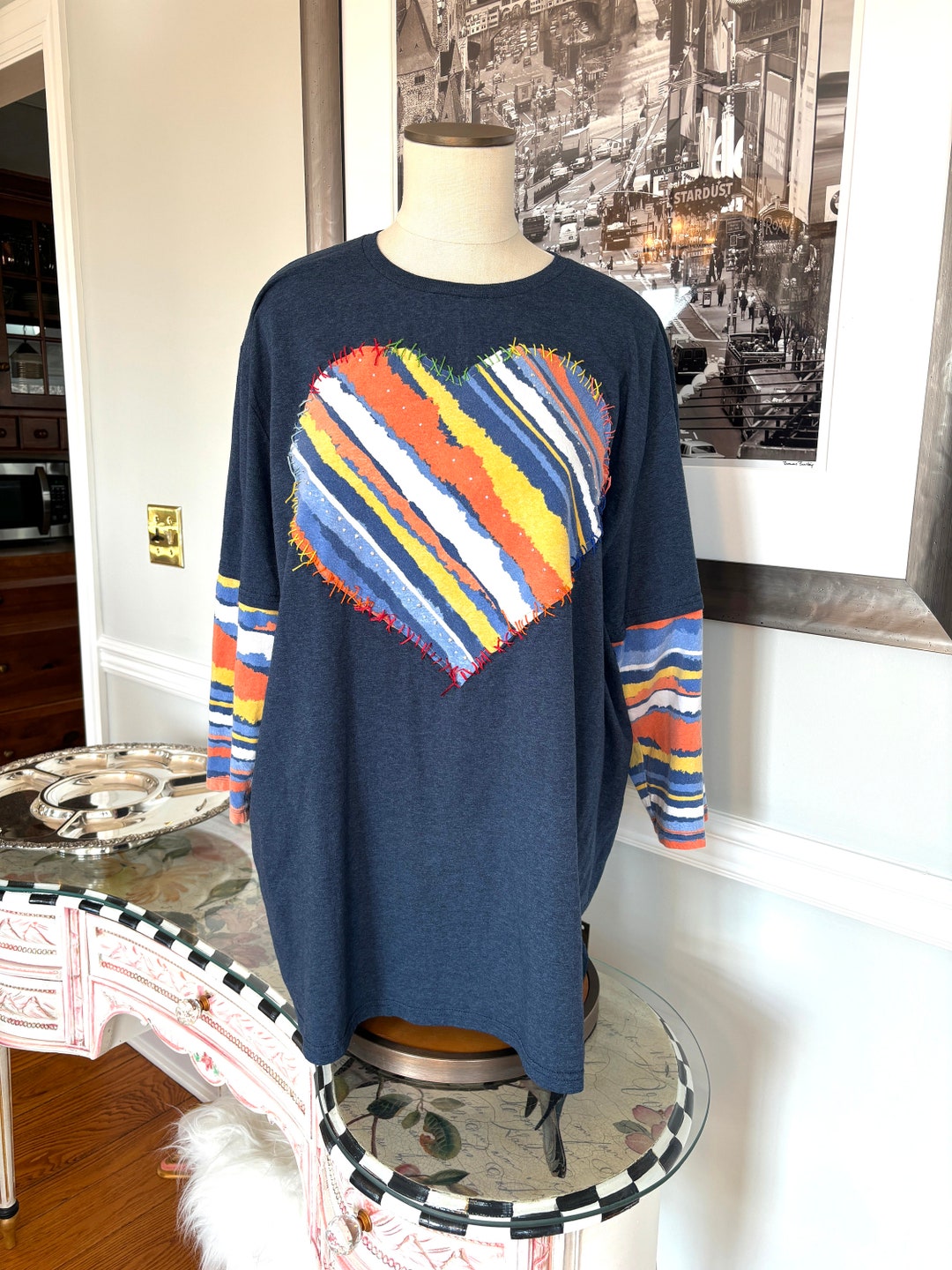Upcycled, Tshirt, Boho, Heart, Emroidered, Clothing, Hippie, Trendy ...