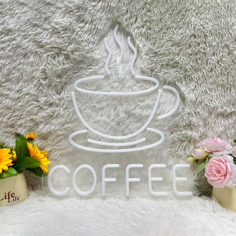 Custom Coffee Neon Sign - LED Light for Coffee Bar, Cafe, Kitchen Wall ...