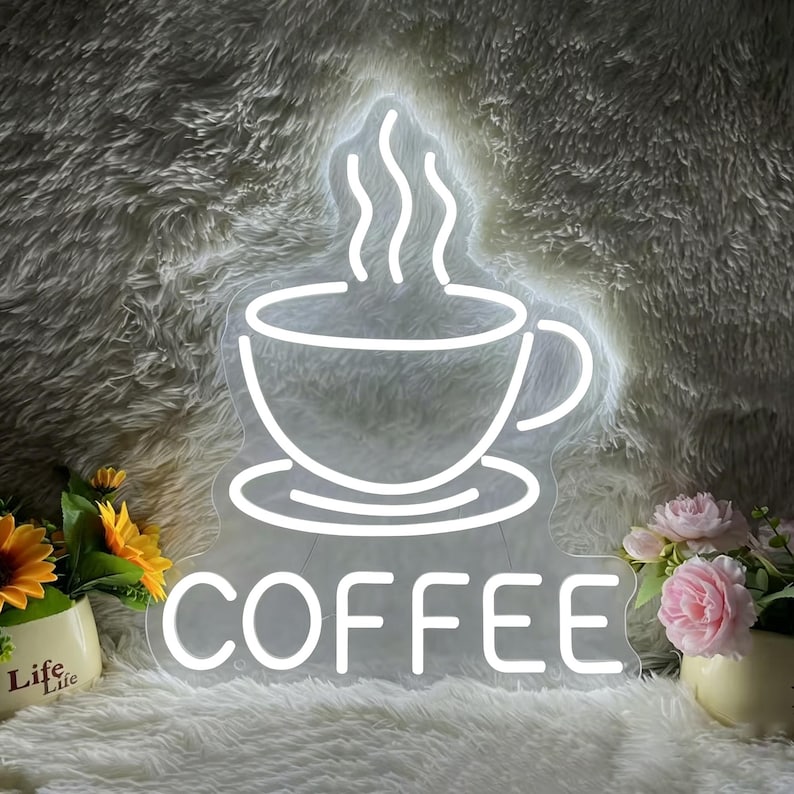 Custom Coffee Neon Sign - LED Light for Coffee Bar, Cafe, Kitchen Wall ...