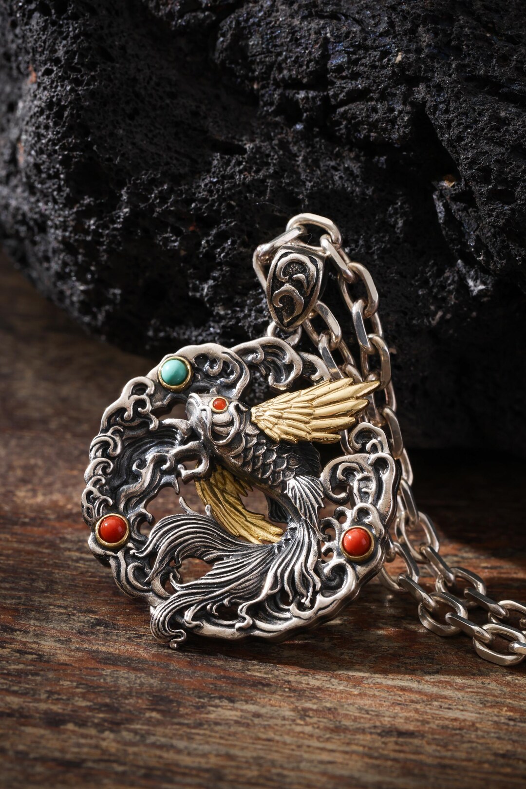 Handmade Sterling Silver Flying Fish Auspicious Spirit Pendant - Etsy