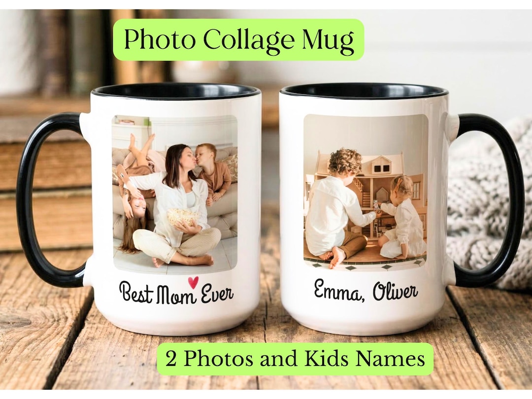 Custom Photo Mom Mug With Kids Name, Personalized Best Mom Ever Coffee ...