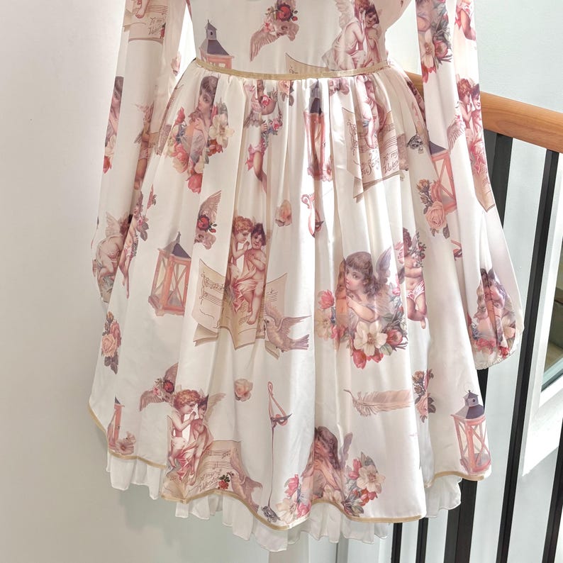 Angel Printed Bow Detail Aline Lolita Dress UK8 - Etsy UK