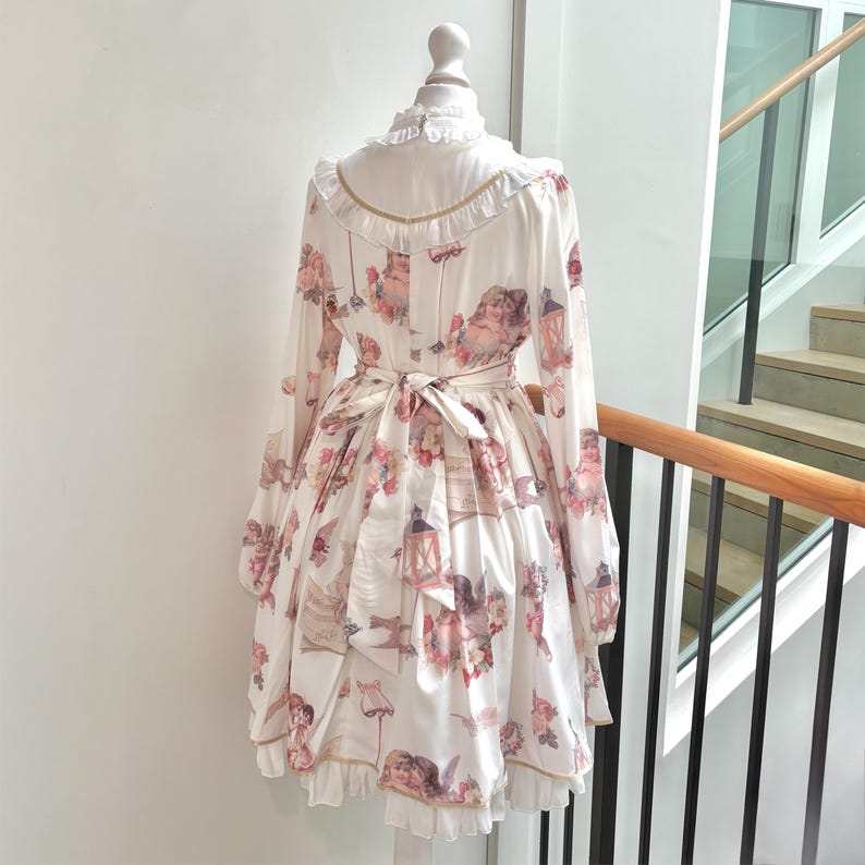 Angel Printed Bow Detail Aline Lolita Dress UK8 - Etsy UK