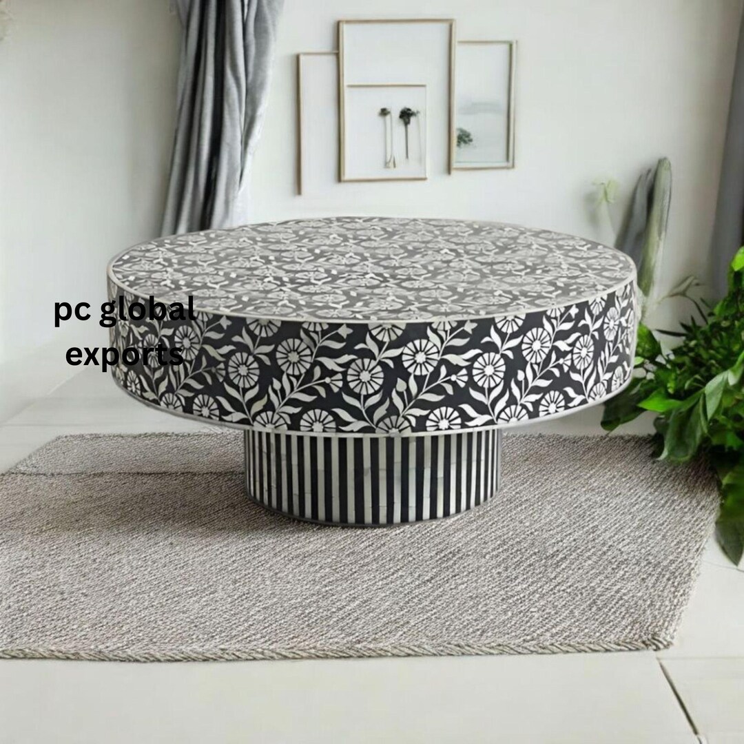 Hand Made Coffee Table - Bone Inlay Furniture-center Table- Round ...