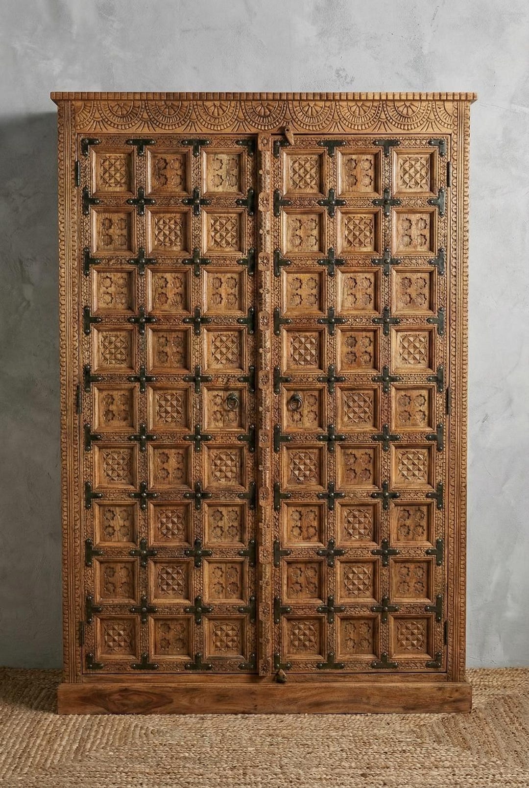 Antique Indian Haveli Door – Solid Wood Entryway With Hand Carved ...