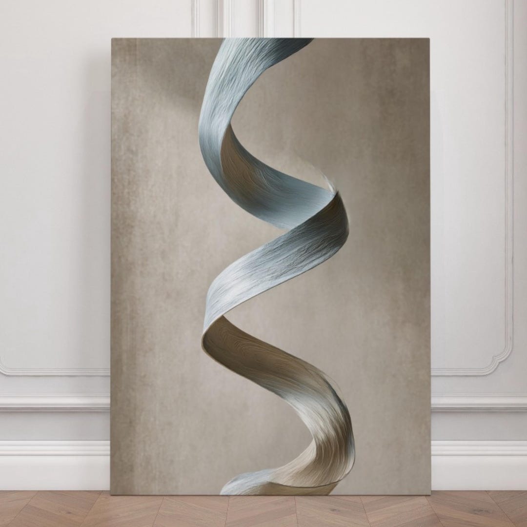 Japandi Wall Art – Helix Abstract Neutral Spiral, Sculptural Minimal ...