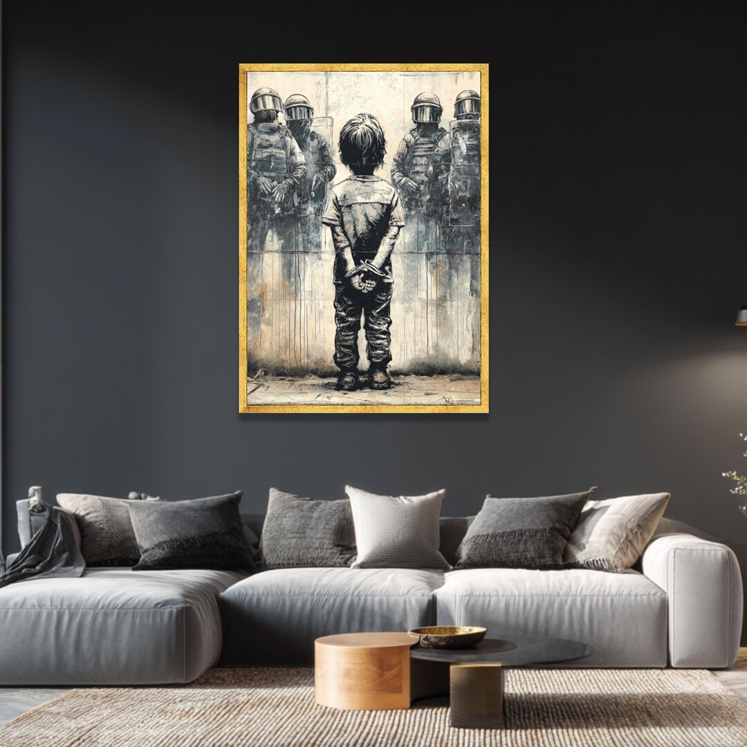 Banksy-inspired Arrested Child Canvas Wall Art, Street Art Design ...