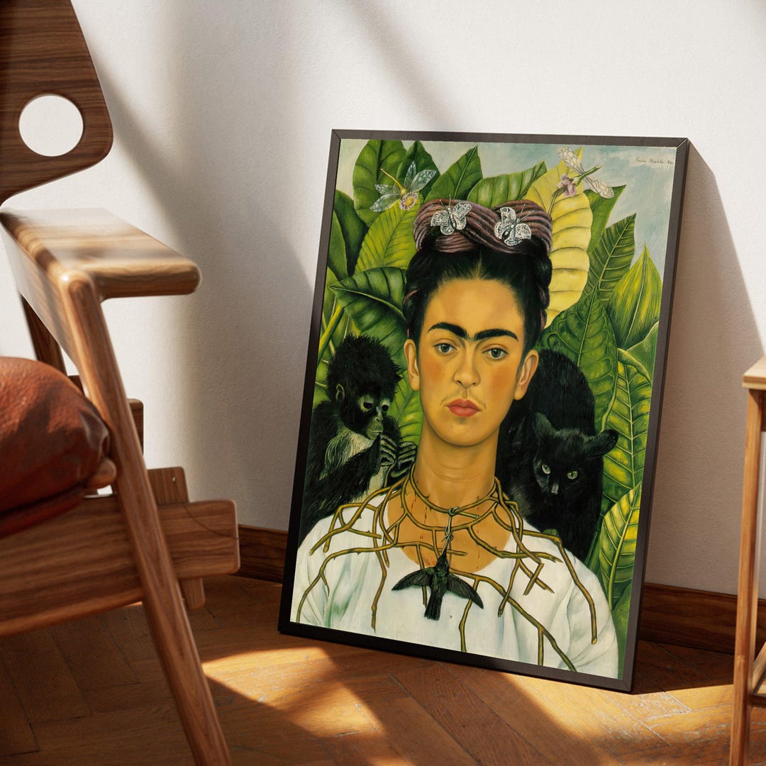 Frida Kahlo Portrait Canvas, Surreal Nature Wall Art, Mexican Artist ...