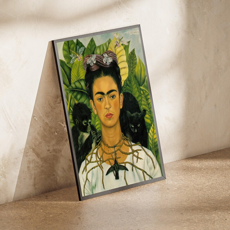Frida Kahlo Portrait Canvas, Surreal Nature Wall Art, Mexican Artist ...