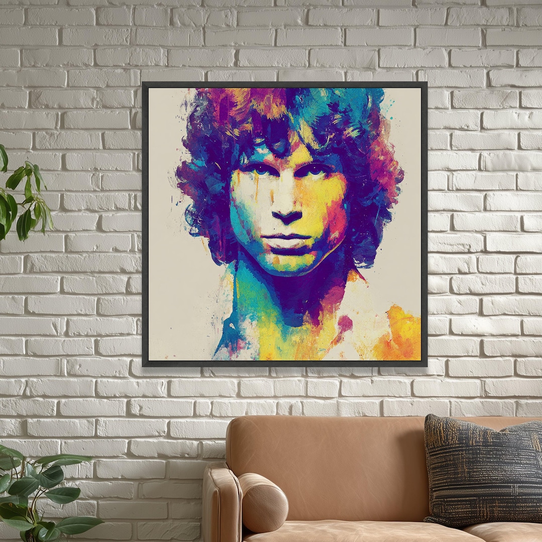 Vibrant Jim Morrison Portrait Canvas, Colorful Abstract Rock Legend ...