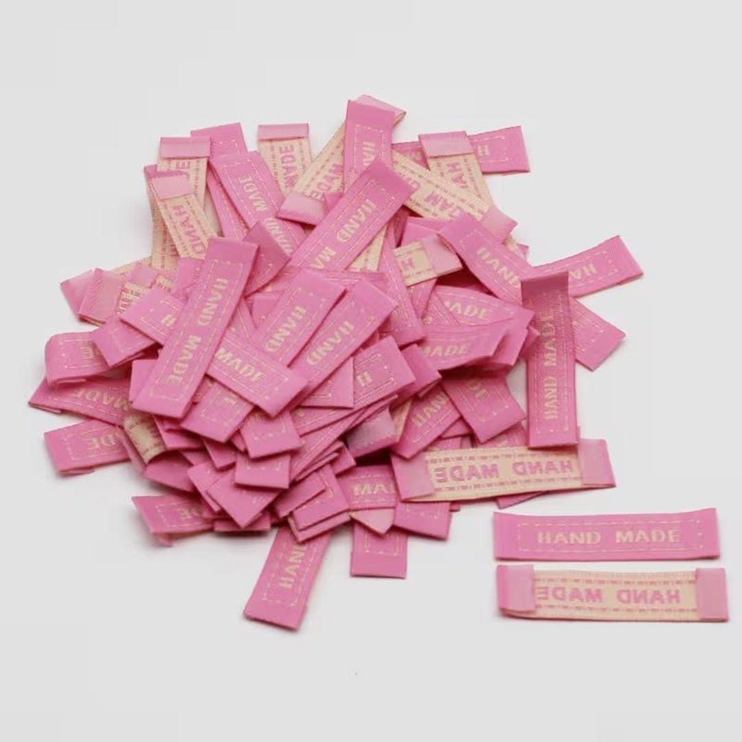Pink “hand Made” Sew-on Fabric Labels – Pack of 10 Sewing Tags for ...