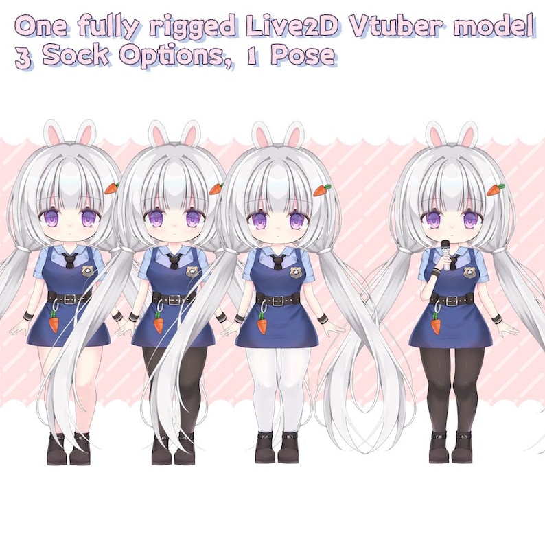 Rabbit Cop Vtuber Model: Fully Rigged Chibi (live2d Ready - Etsy UK