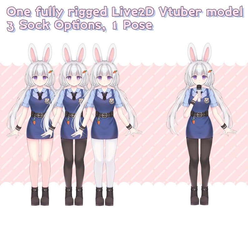 Rabbit Cop Vtuber Model: Fully Rigged Chibi (live2d Ready - Etsy