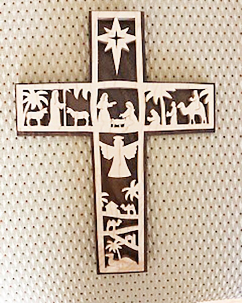 Nativity Nativity Cross Cross With Nativity Angel Cross | Etsy