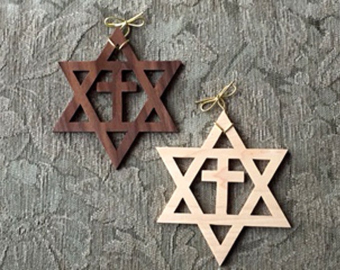 Star of David Jewish Star With Cross Menorah Hear O Israel or Plain - Etsy