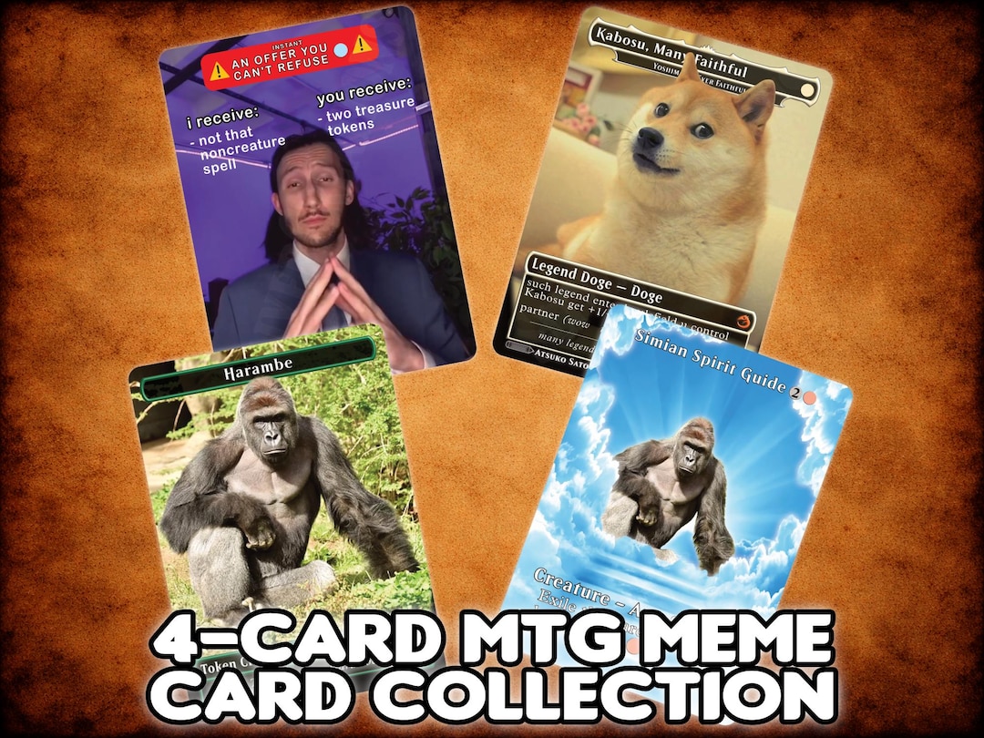 Meme Masters MTG Proxy Collection Harambe, Doge, Trade Offer (4 Card ...