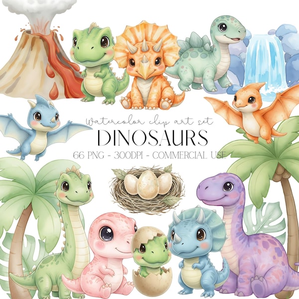 Dinosaur Watercolor - Etsy UK