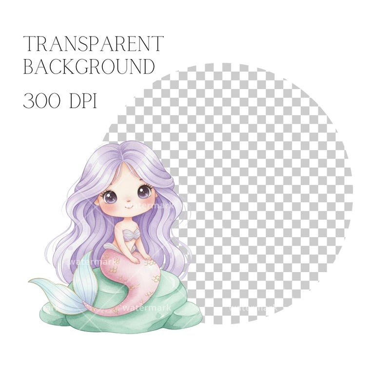 Cute Mermaid Clipart Watercolor PNG Sea Animals Castle Mermaid Tails ...