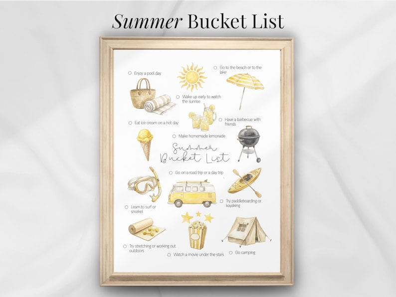 Summer Bucket List Printable Summer Children Activities Ideas Goal List ...