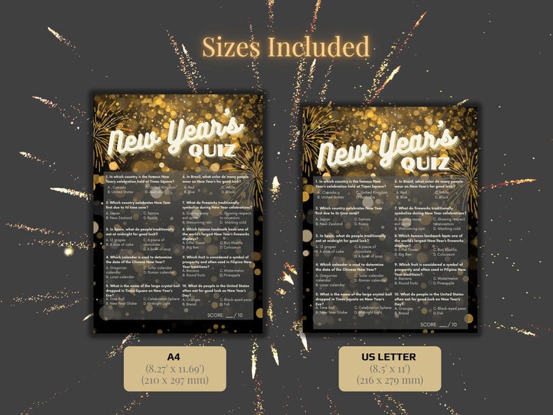 New Year's Eve Quiz Printable Game for New Year Family Fun Game Ideas ...
