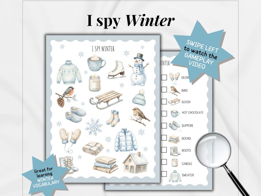 Winter I Spy Printable Game for Kids Water Sensory Activity Preschool ...