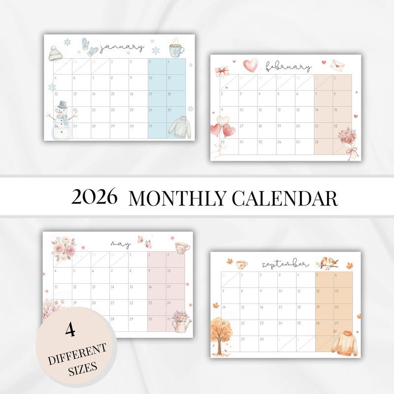 Cute Big Calendar - Etsy