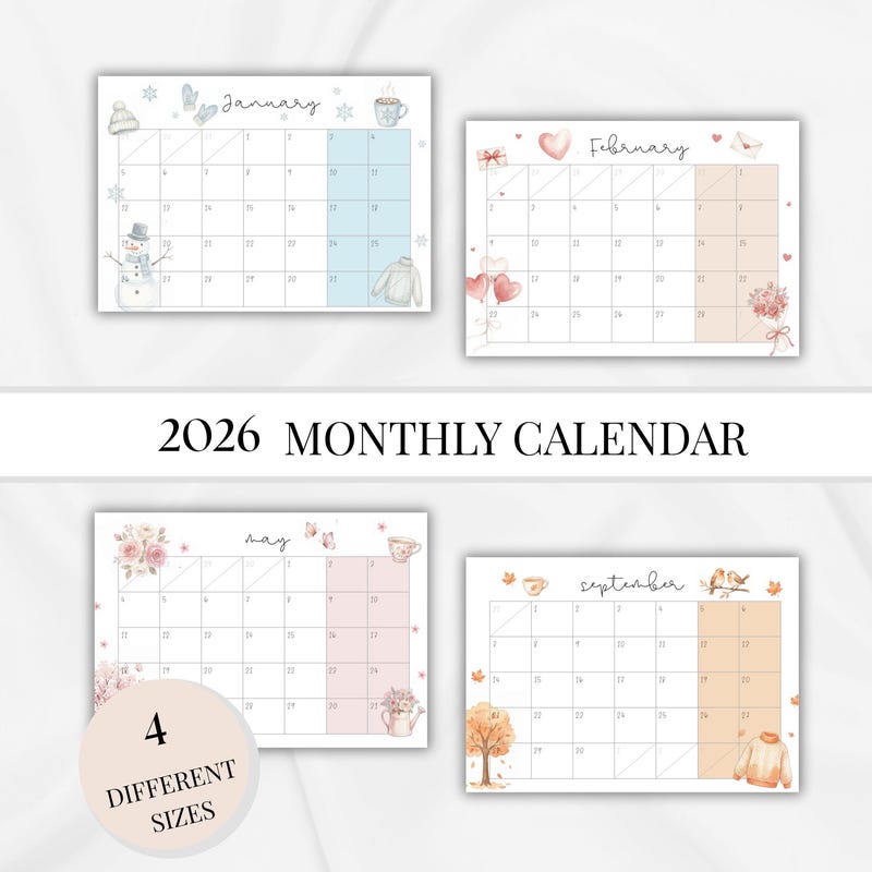 Monthly Children Calendar - Etsy