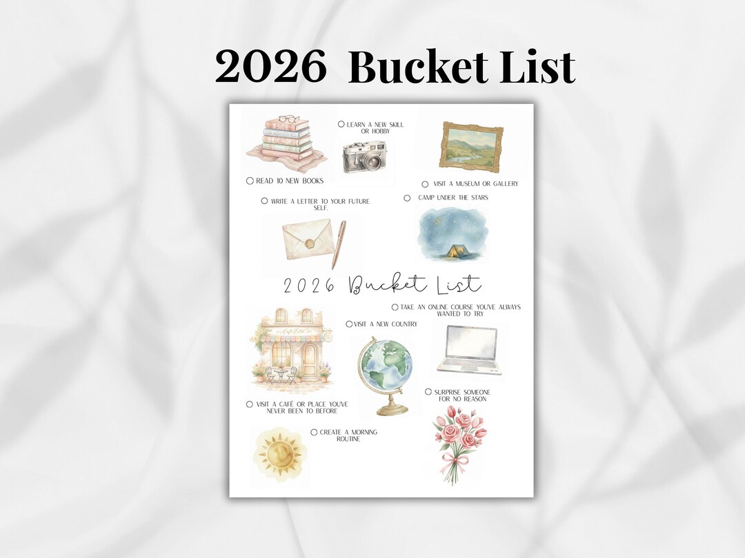 2026 Bucket List Printable Goal Tracker PDF Bucket List Gift Journal ...