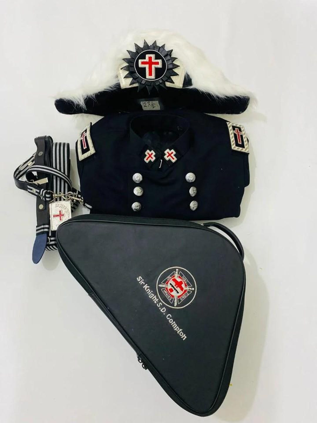 Knights Templar Full Dress Regalia Set Frock Coat, Chapeau, Sword Belt ...