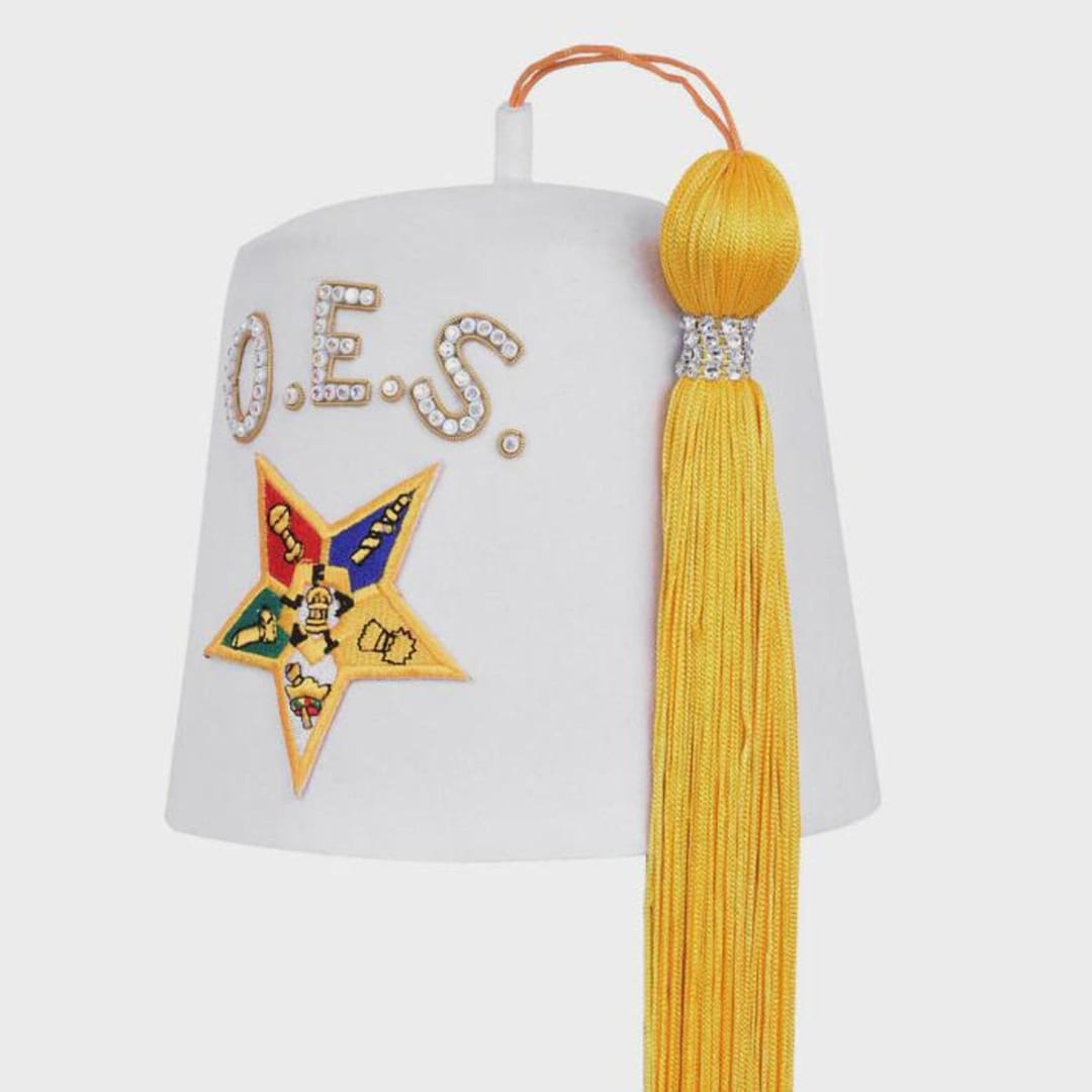 OES off White Fez OES Fez With Yellow Tassel All Sizes - Etsy