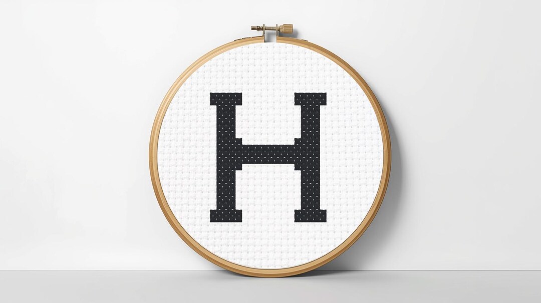 Bold Letter H Cross Stitch Pattern | Alphabet Embroidery PDF | Minimal ...