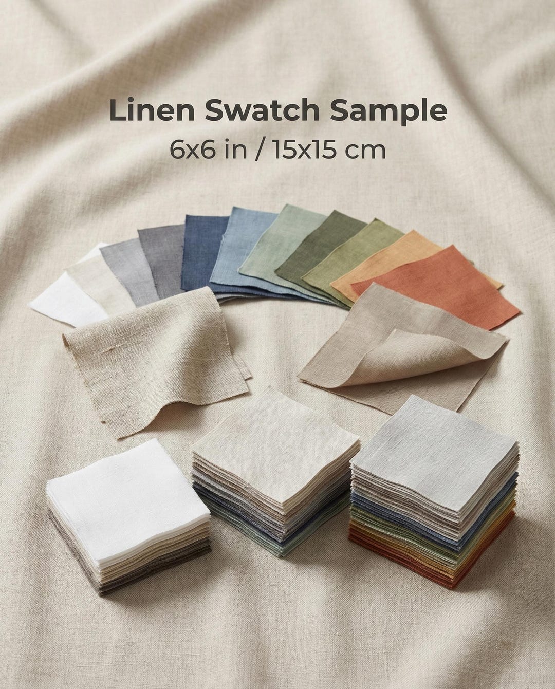 Linen Fabric Sample Swatch 15x15cm (6x6”), 188gsm Medium Weight 100% ...