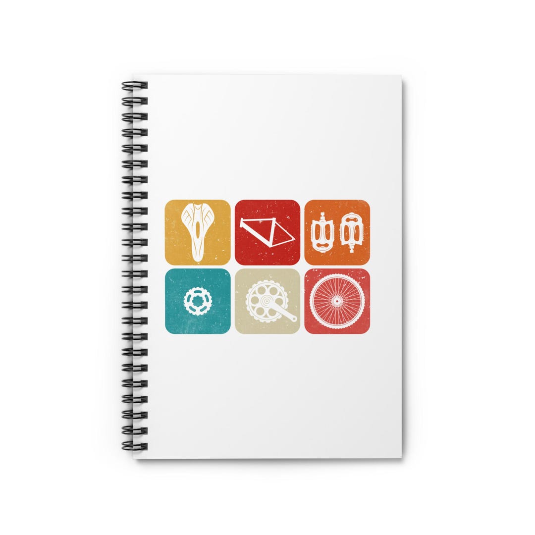 Cycling Parts Spiral Notebook - Minimal Bike Components Journal - Etsy